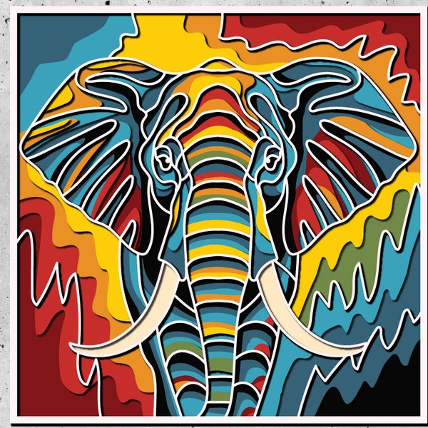 Layered Elephant Svg - Etsy