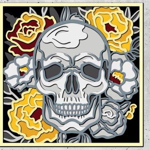 Flower Skull Shadow Box Svg, Halloween Shadow Box Svg,cricut Projects ...