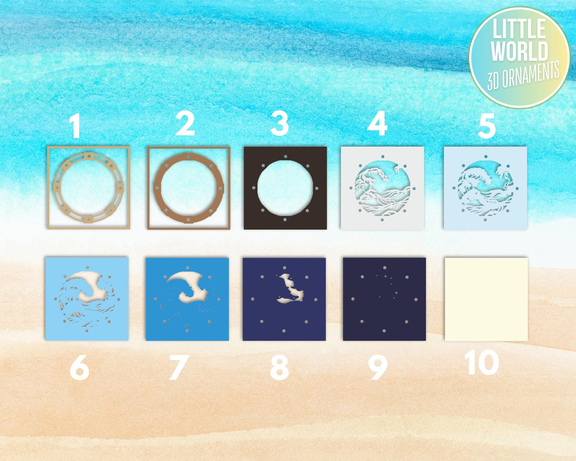 Ocean Waves Shadow Box Mini Bundle, Diy Beach House Wallpaper Cut for ...