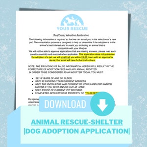 Dog Adoption Application| Animal Shelter Forms| Pet Adoption ...