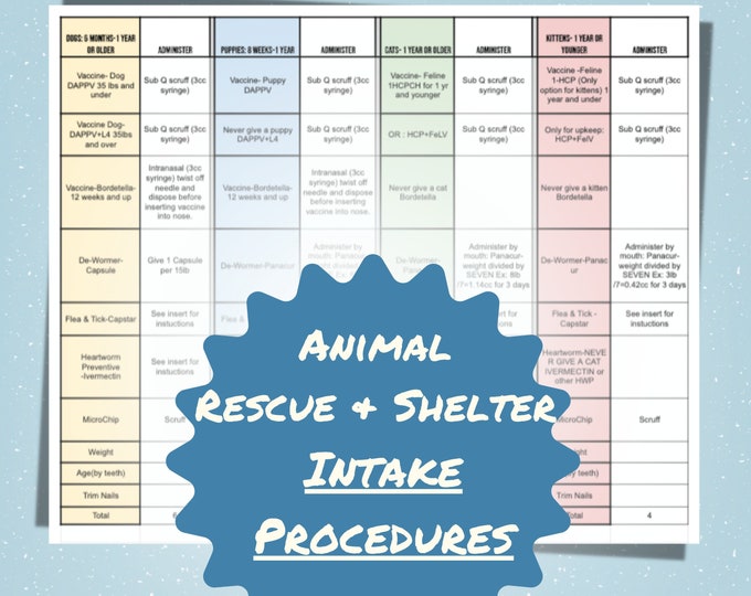 Animal Shelter Intake Template | Animal Rescue Intake Spreadsheet ...