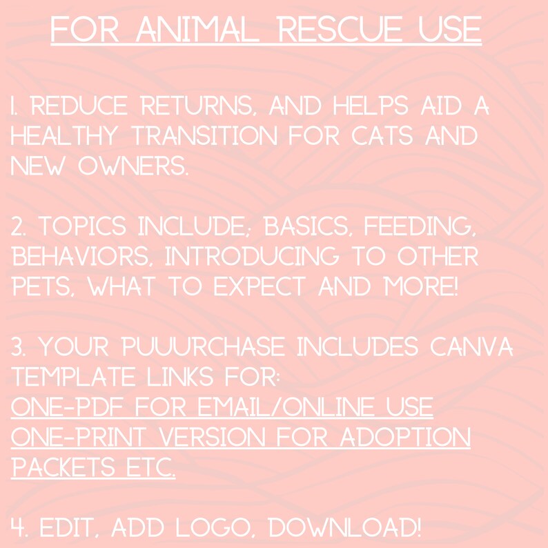 Cat Adoption Resource Packet, Rescue Template (digital Download) - Etsy
