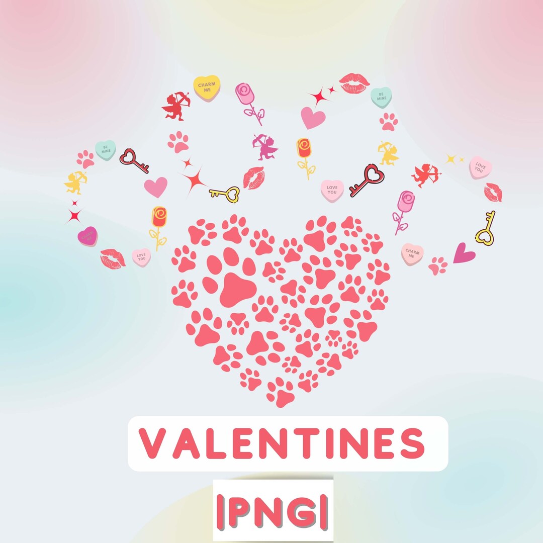 Valentine's Day Paw Print Heart PNG, Animal Rescue Fundraiser (digital ...