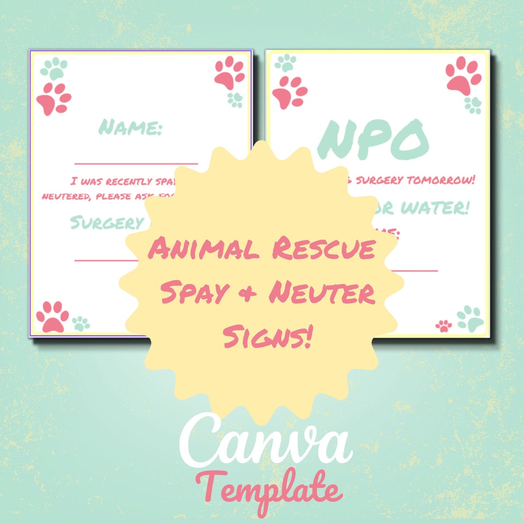 Spay & Neuter Sign | Spay and Neuter Animal Rescue | Animal Shelter ...