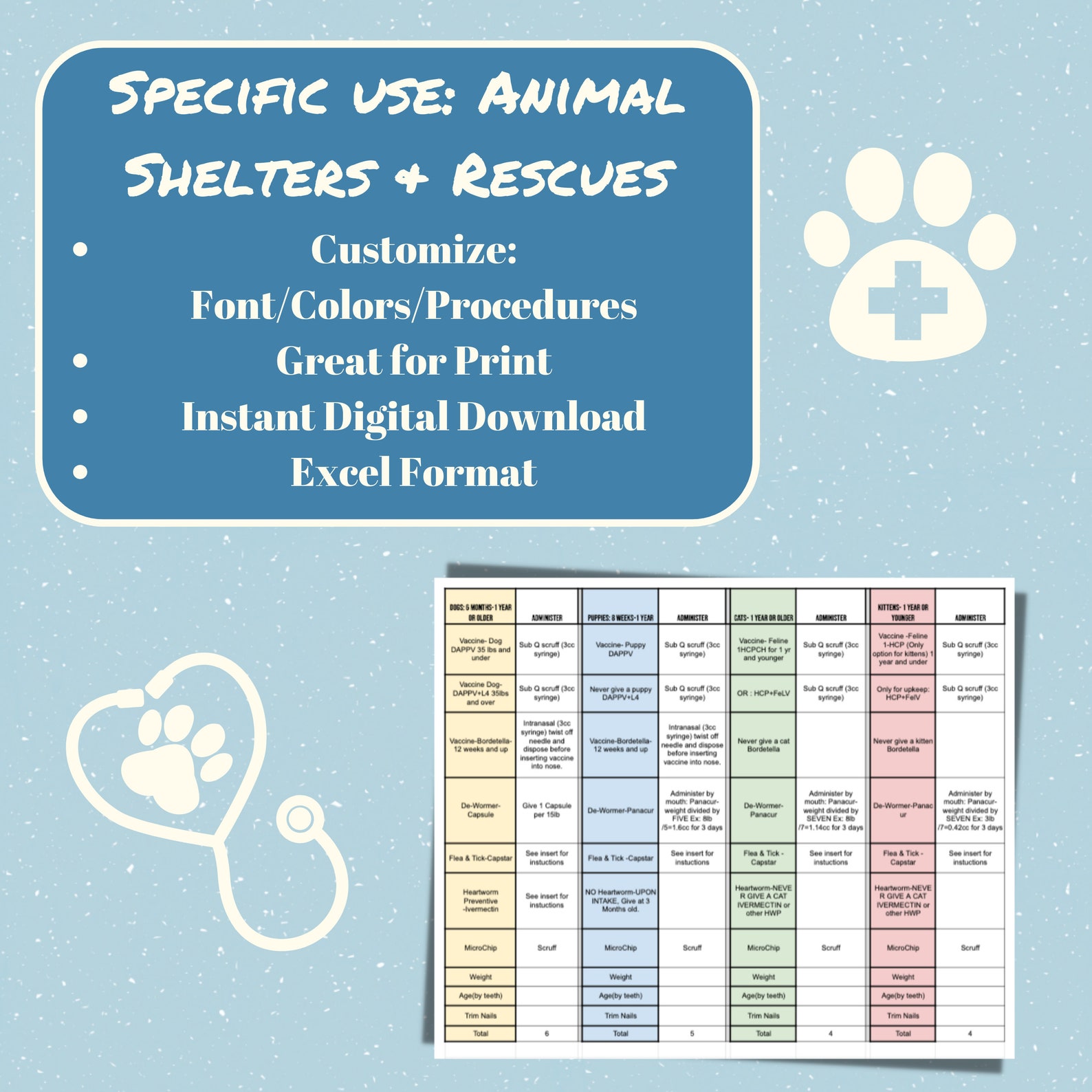 Animal Shelter Intake Template | Animal Rescue Intake Spreadsheet ...