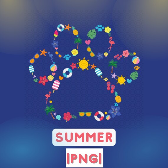 Summer Paw Design Dog Paw PNG Cute Summer Animal Rescue | Etsy