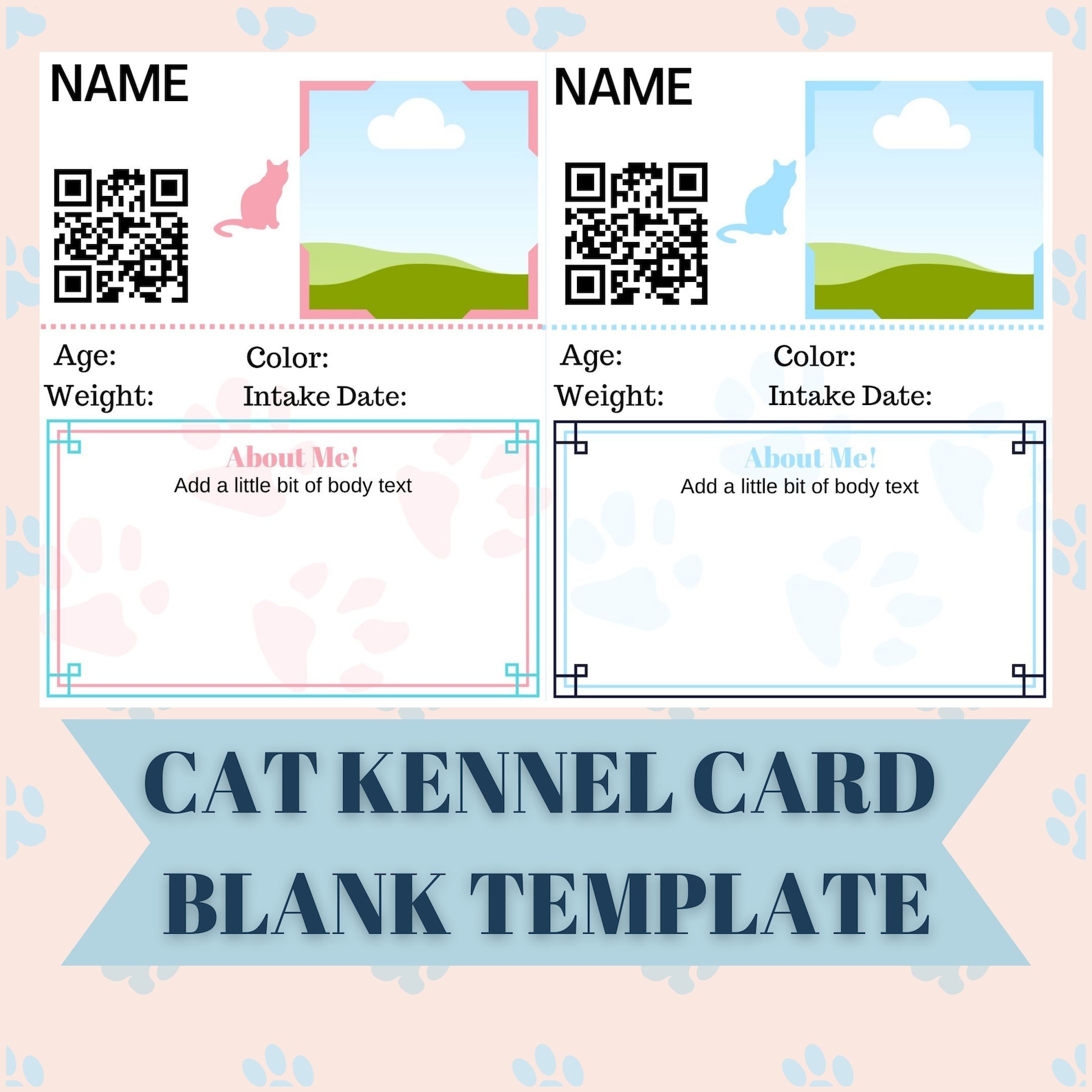 Animal Rescue Kennel Card Template, Dog Cat Cage Card (canva PDF) - Etsy