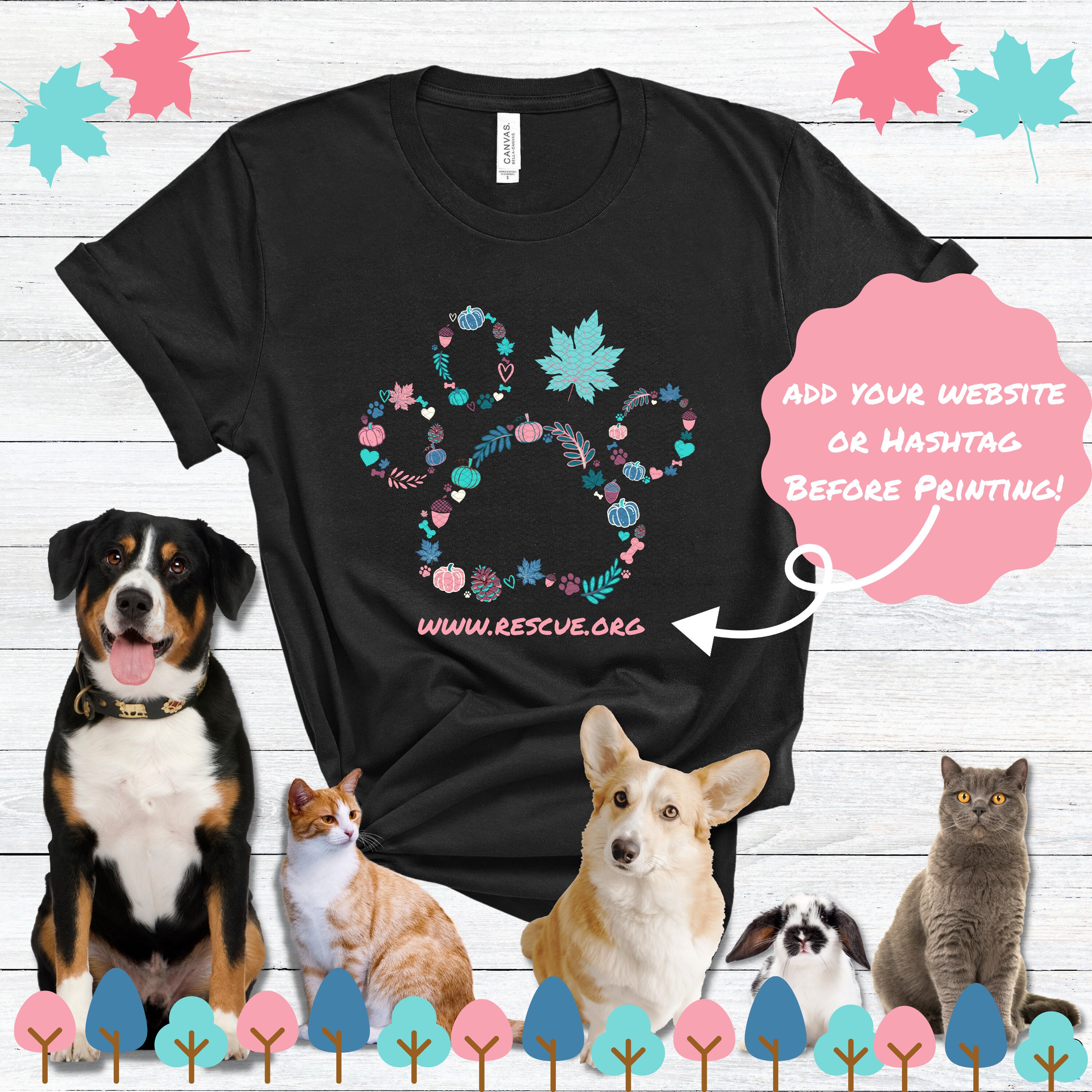Fall Paw Design | Dog Paw PNG | Cute Fall Y'all | Animal Rescue Design ...
