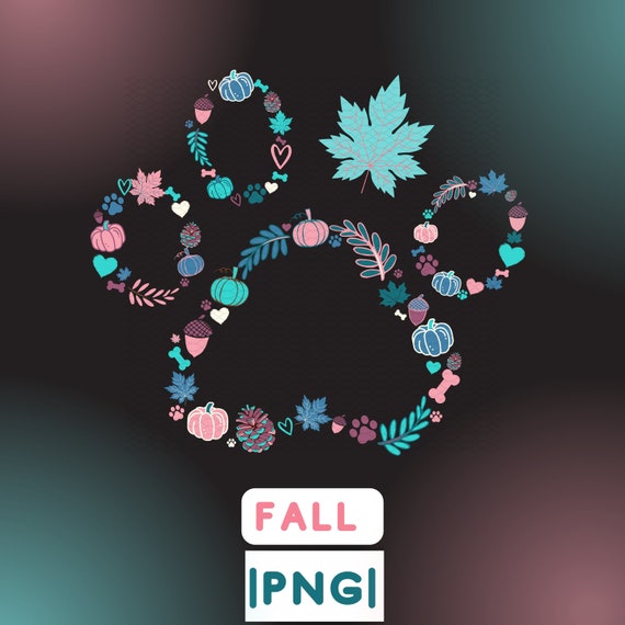Fall Paw Design Dog Paw PNG Cute Fall Y'all Animal - Etsy