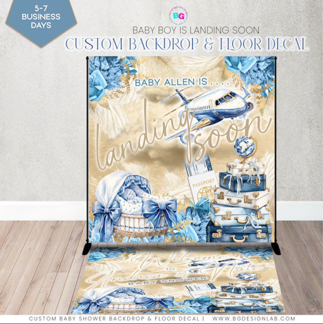 Baby Landing Soon Backdrop Baby Shower Step and Repeat - Etsy