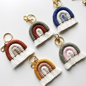 Mini Macrame Rainbow Keychain | Handmade Keychain - Etsy