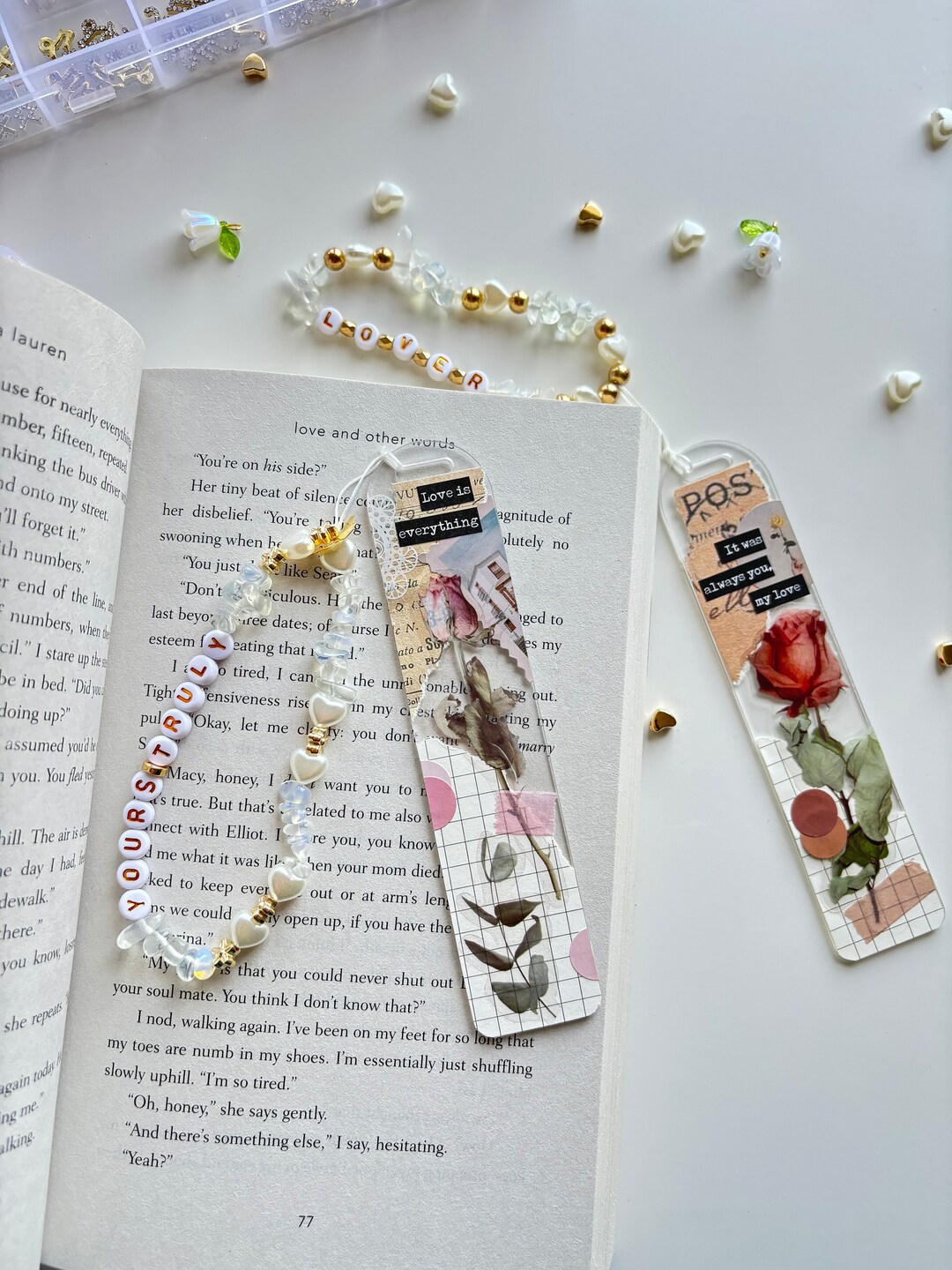 Vintage Scrapbook Bookmark With Beaded Charm Tassel - Etsy