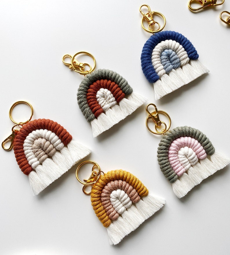 Mini Macrame Rainbow Keychain | Handmade Keychain - Etsy Canada