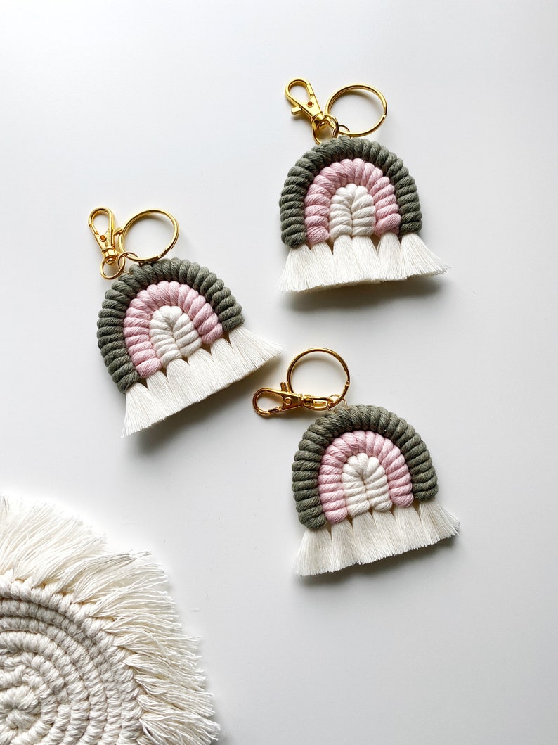 Mini Macrame Rainbow Keychain | Handmade Keychain - Etsy Canada