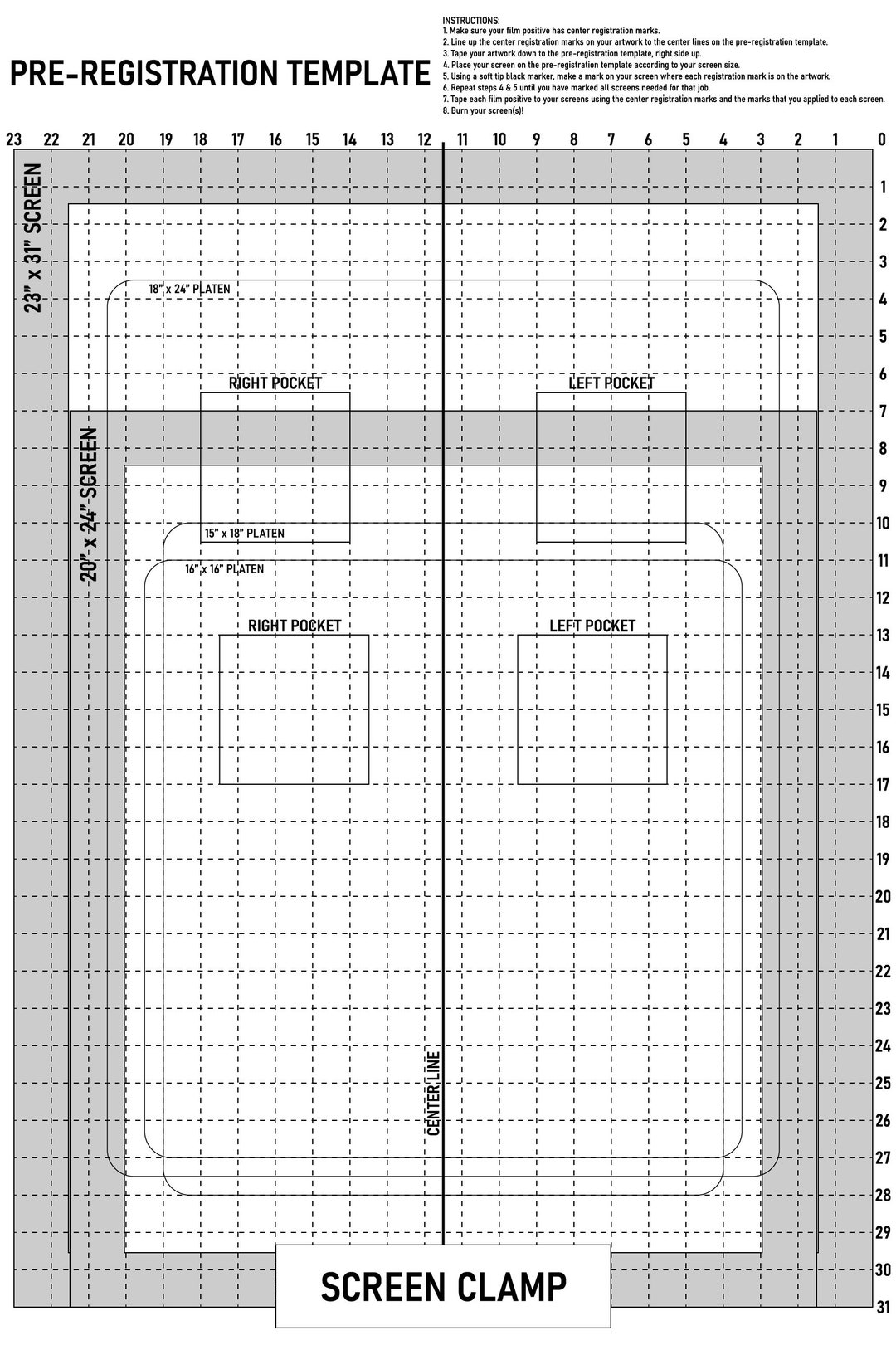 Pre-registration Placement Guide Fro Screen Print Size Are 20"x 24" and ...