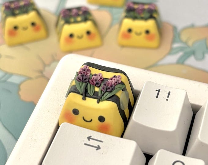 Cute Honey Bumble Bee Lavender Flowers Keycap for MX Cherry Switches R4 ...