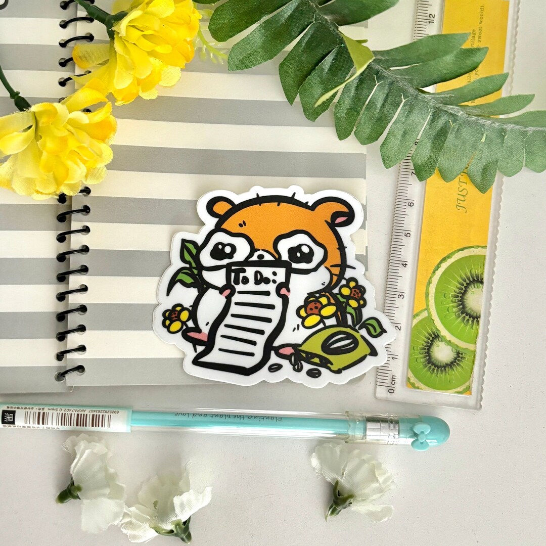 Cute Hamster Illustration Vinyl Sticker| Plants and Flowers| Crying ...