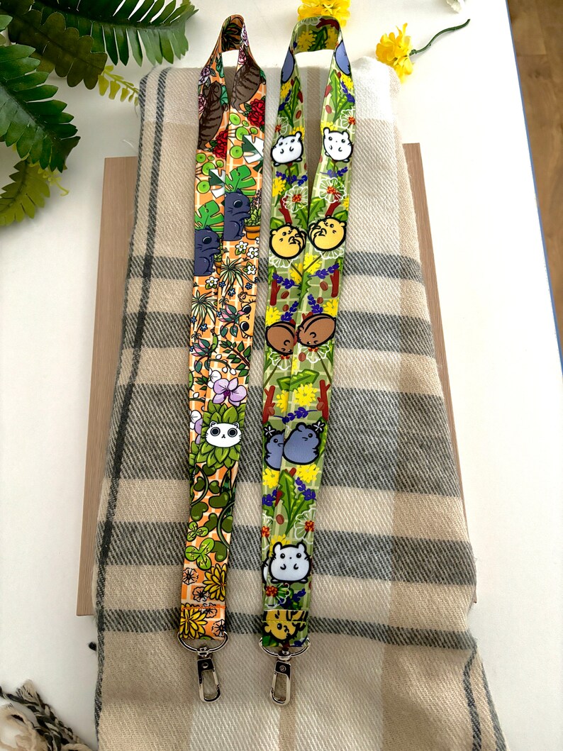 Cute Cartoon Cat and Hamster Lanyards | Plants Flowers Nature Botanical ...