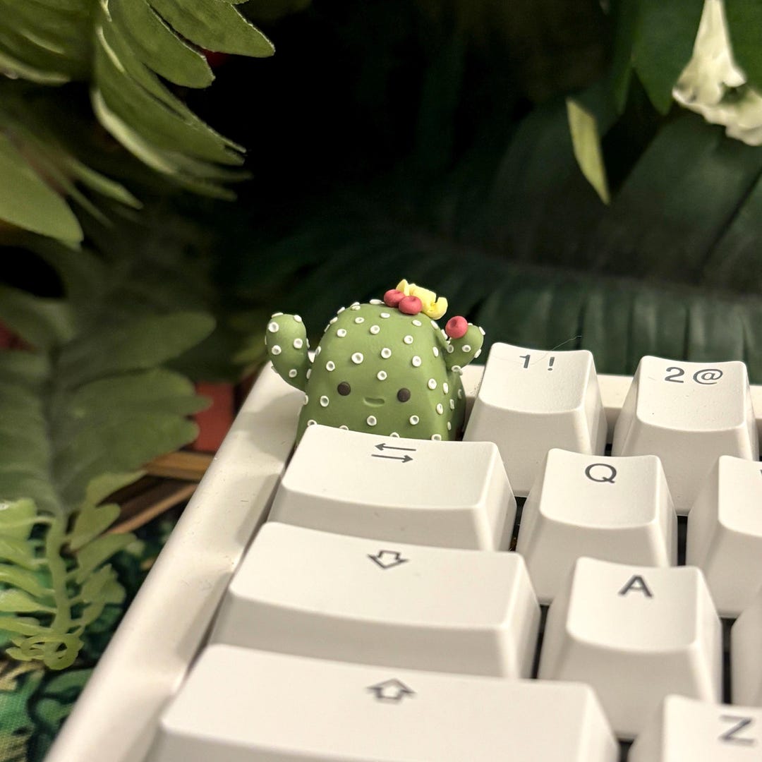 Cute Smiling Artisan Cactus Keycap for Mechanical Keyboard – Handmade ...