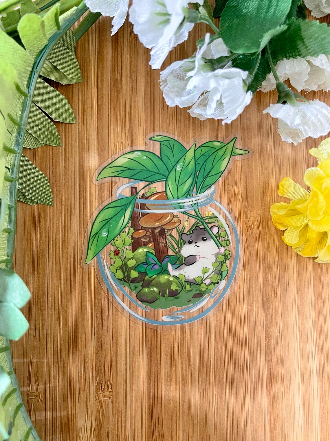 Cute Hamster Terrarium Clear Vinyl Sticker | Plants and Nature | Laptop ...