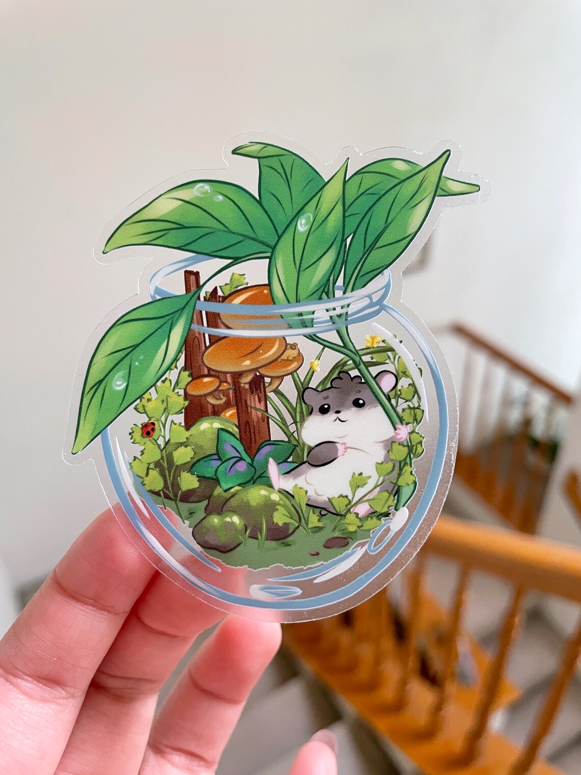 Cute Hamster Terrarium Clear Vinyl Sticker | Plants and Nature | Laptop ...