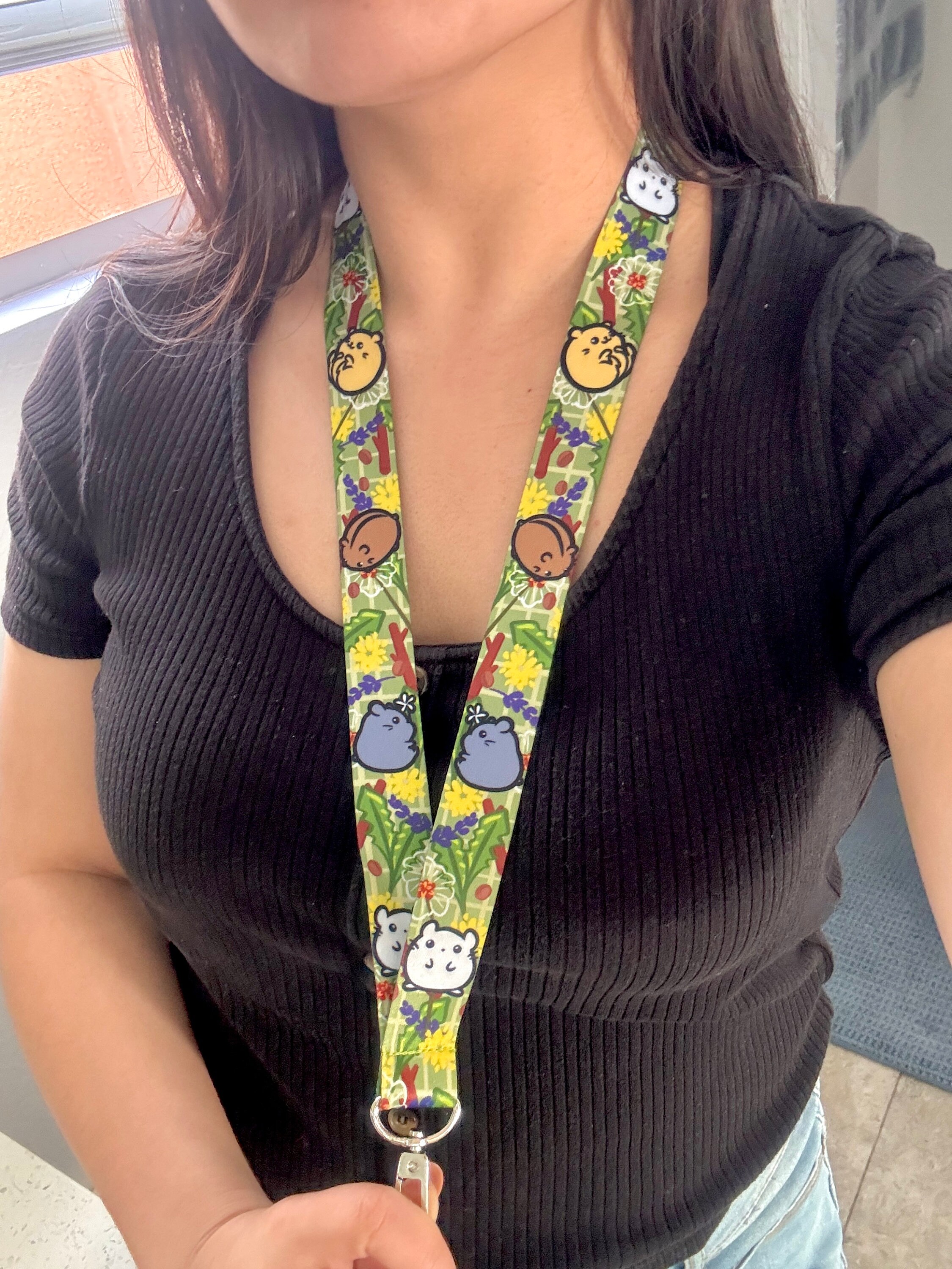Cute Cartoon Cat and Hamster Lanyards | Plants Flowers Nature Botanical ...