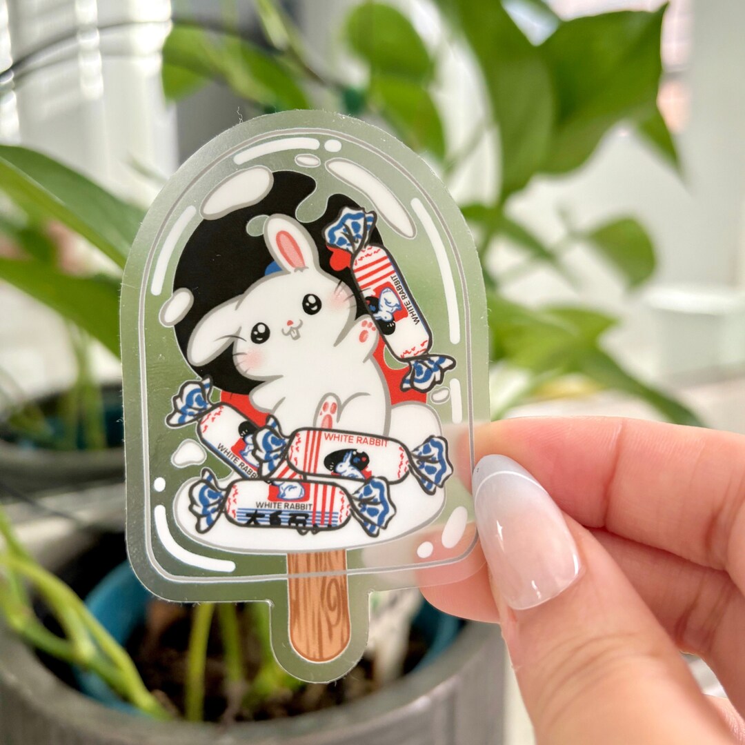White Rabbit Candy Clear Vinyl Sticker| Transparent Vinyl Sticker ...