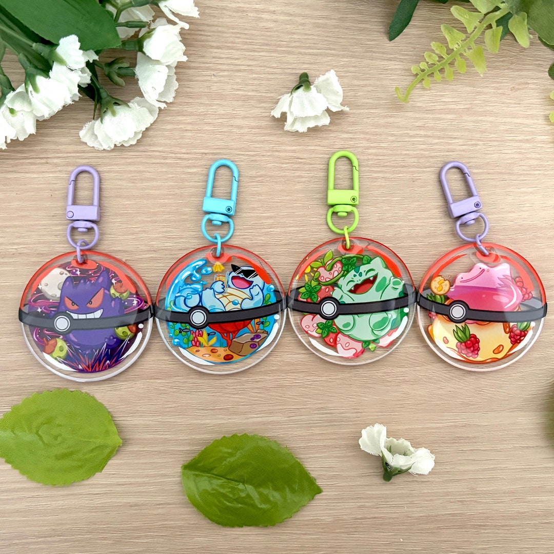 Clear Pokemon Pokeball 2" Acrylic Keychain Charm | Anime Charm | Double ...
