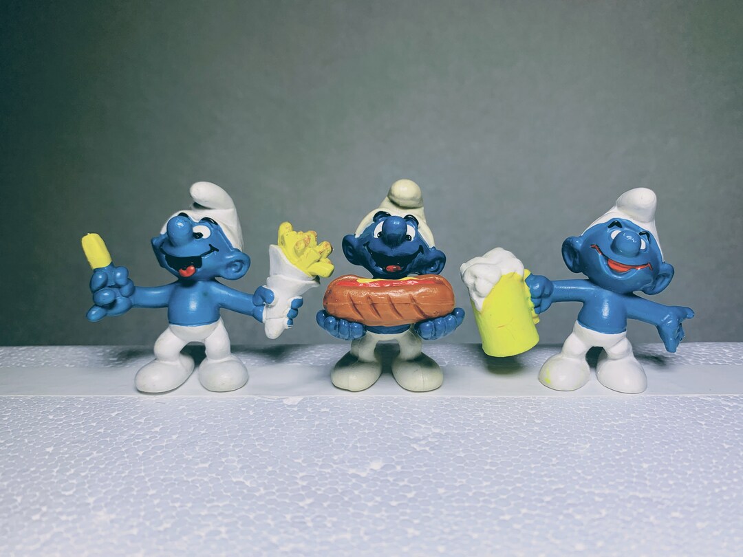 Fast Food Smurf Series Set of 3 Vintage Peyo Schleich Pre-owned Smurf ...