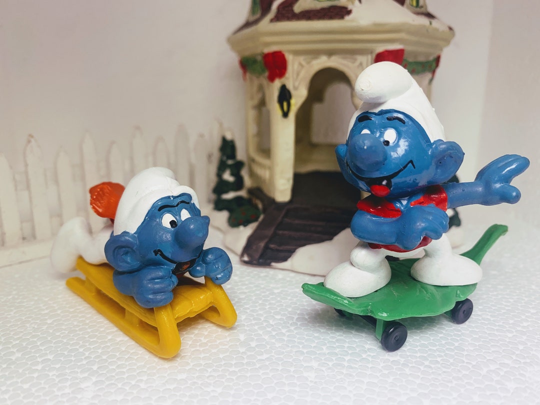 SUPERSMURF-0202 Set of 2 Pre-owned Vintage Peyo Schleich Super Smurfs ...