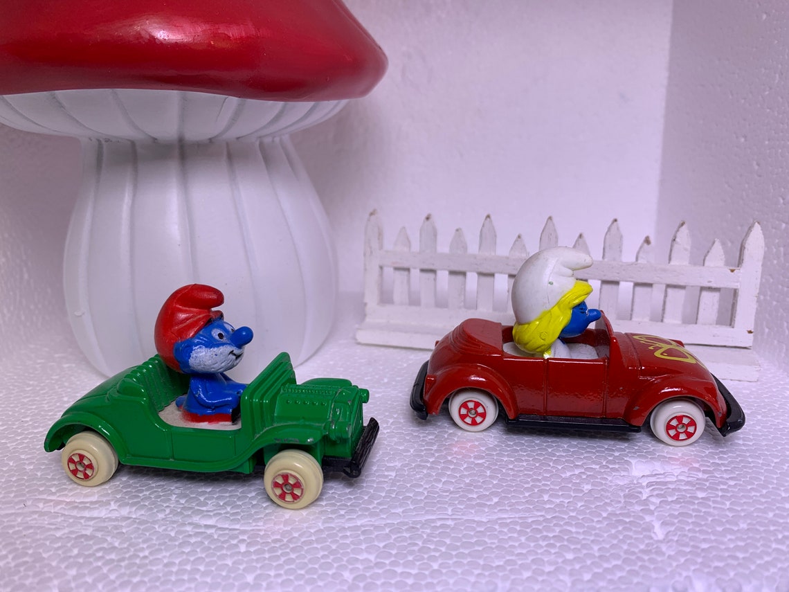 ERTL-0209 Set of 2 Vintage 1982 ERTL Smurf Car Figures the Smurfetta ...