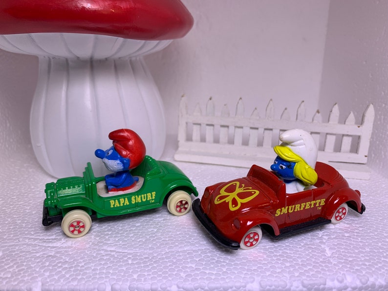 ERTL-0209 Set of 2 Vintage 1982 ERTL Smurf Car Figures the Smurfetta ...