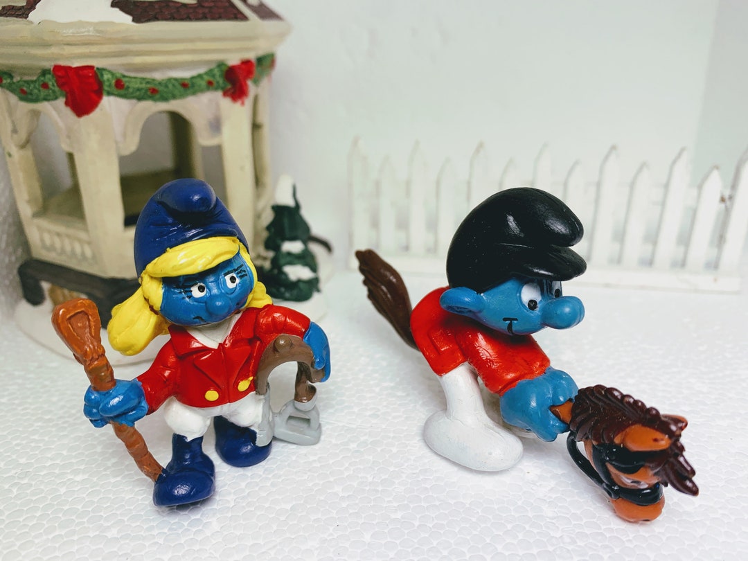 Set of 2 Vintage Pre-owned Smurf Figures Schleich 40214 Hobby Horse ...