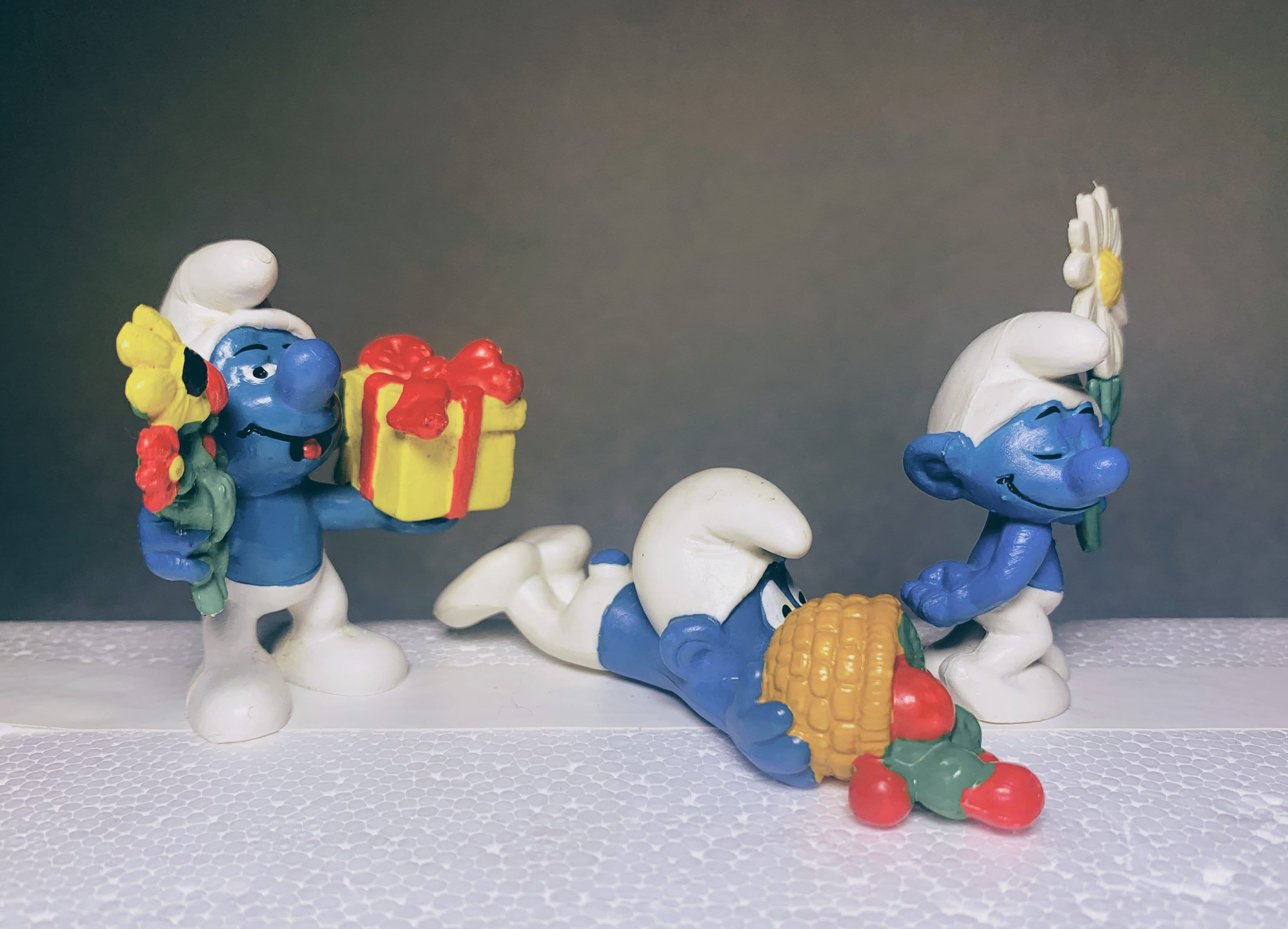 Flowers-0303_set of 3 Vintage Pre-owned FLOWERS Theme Smurf Figures ...