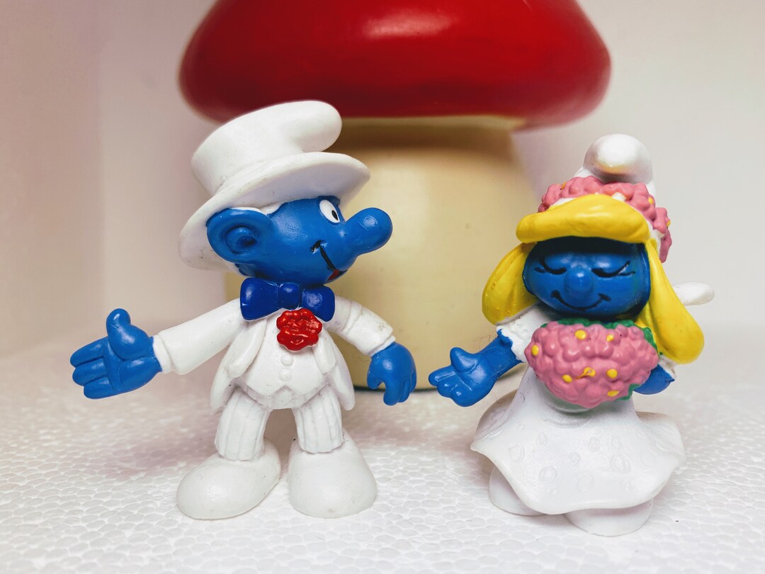 Smurfs WEDS-0207 Set of 2 Pre-owned Vintage Peyo Schleich Smurf Figures ...