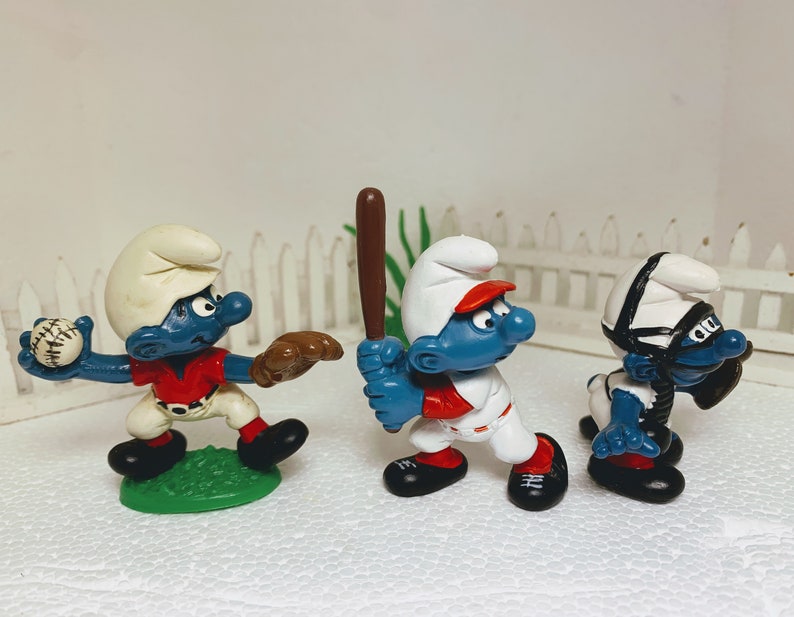 BASEBALL-0303 Smurfs Collection Pre-owned Vintage Peyo Schleich Smurf ...
