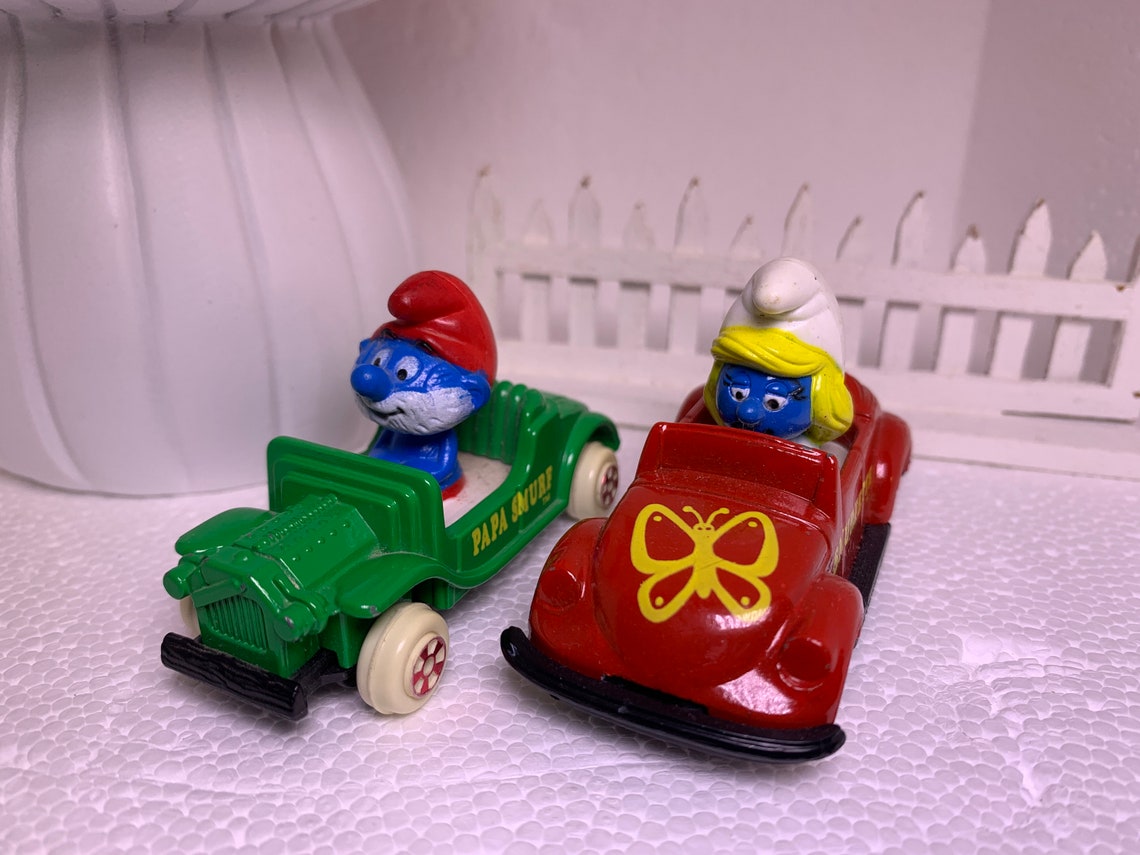 ERTL-0209 Set of 2 Vintage 1982 ERTL Smurf Car Figures the Smurfetta ...