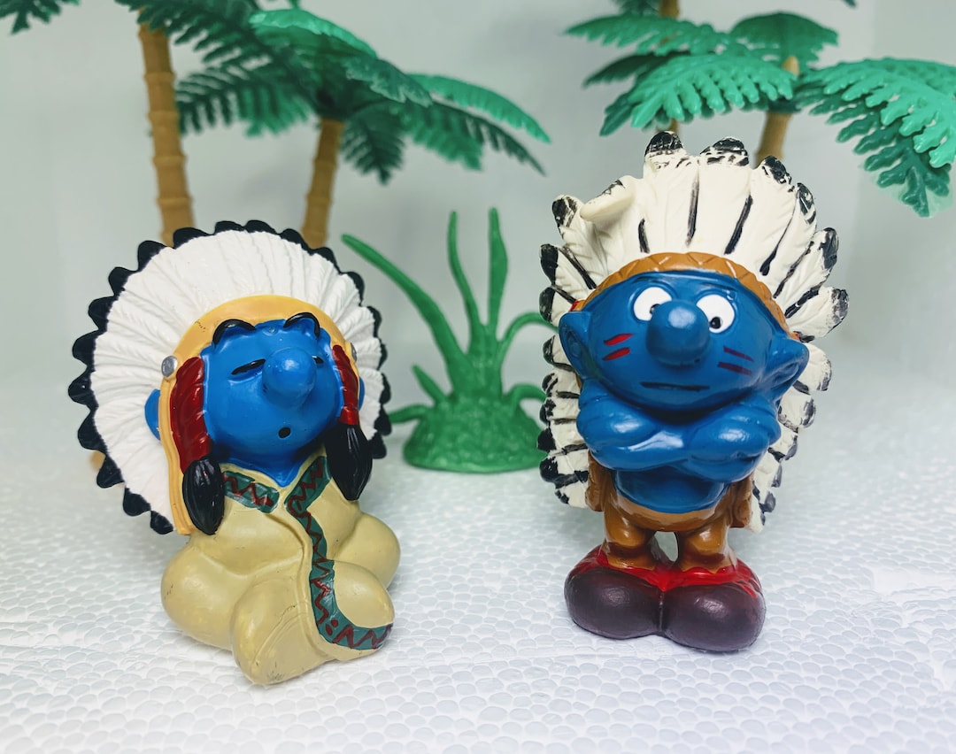 NATIVE-0216 Set of 2 Vintage Pre-owned Native Smurf Figures 20144 ...