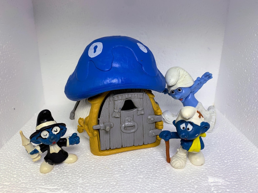 4.0013-15 Smurfs Village- Vintage 40013 Blue Mushroom Smurf Cottage Wt ...