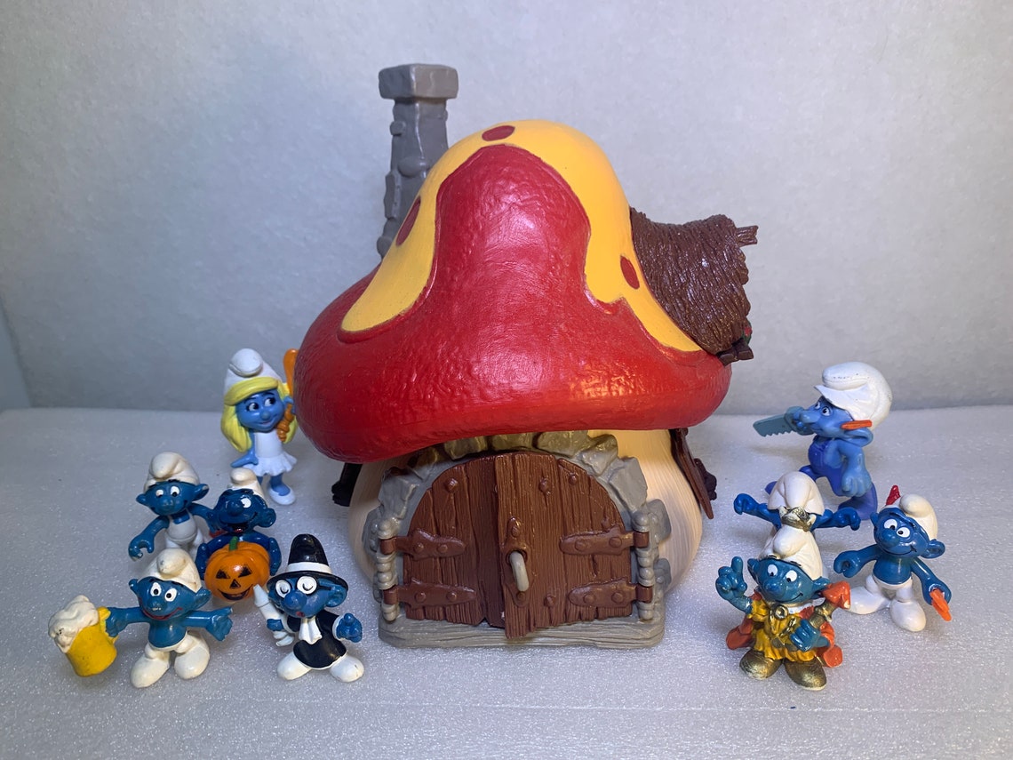 Smurfs Village Vintage 49001 Large Mushroom Smurf House Wt Original ...
