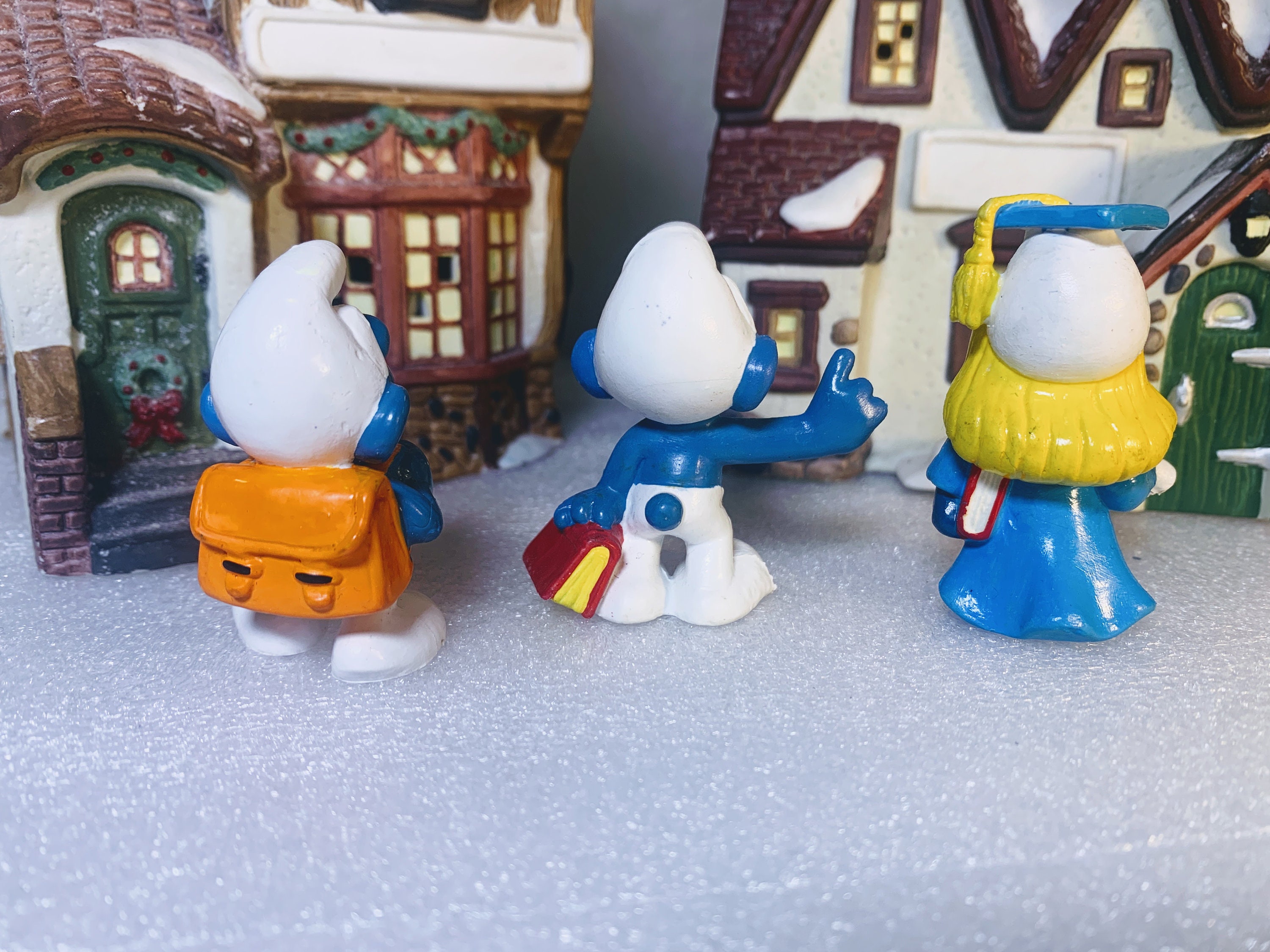 Lot of 3 Vintage Smurf Figures SCHOOL Theme 20094 Bookworm Brainy 20103 ...