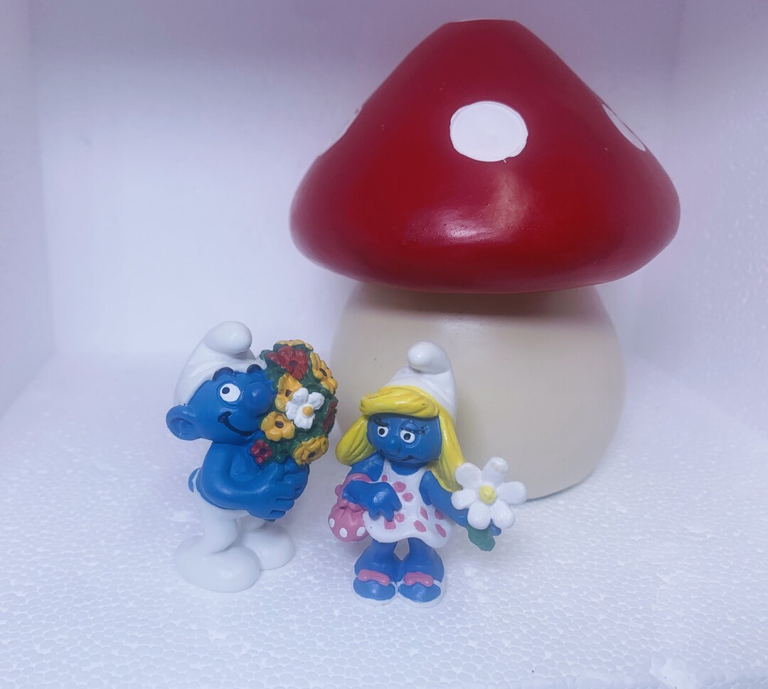 FLOWERS-0205 Smurfs Collection- 2 Nice Vintage Pre-owned Schleich Smurf ...