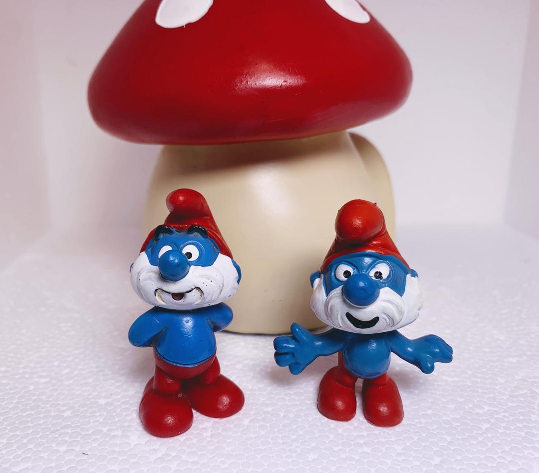 Papa-0204_set of 2 Vintage Pre-owned PAPA Theme Smurf Figures 20001 ...