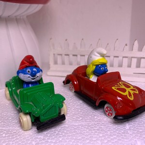 ERTL-0209 Set of 2 Vintage 1982 ERTL Smurf Car Figures the Smurfetta ...