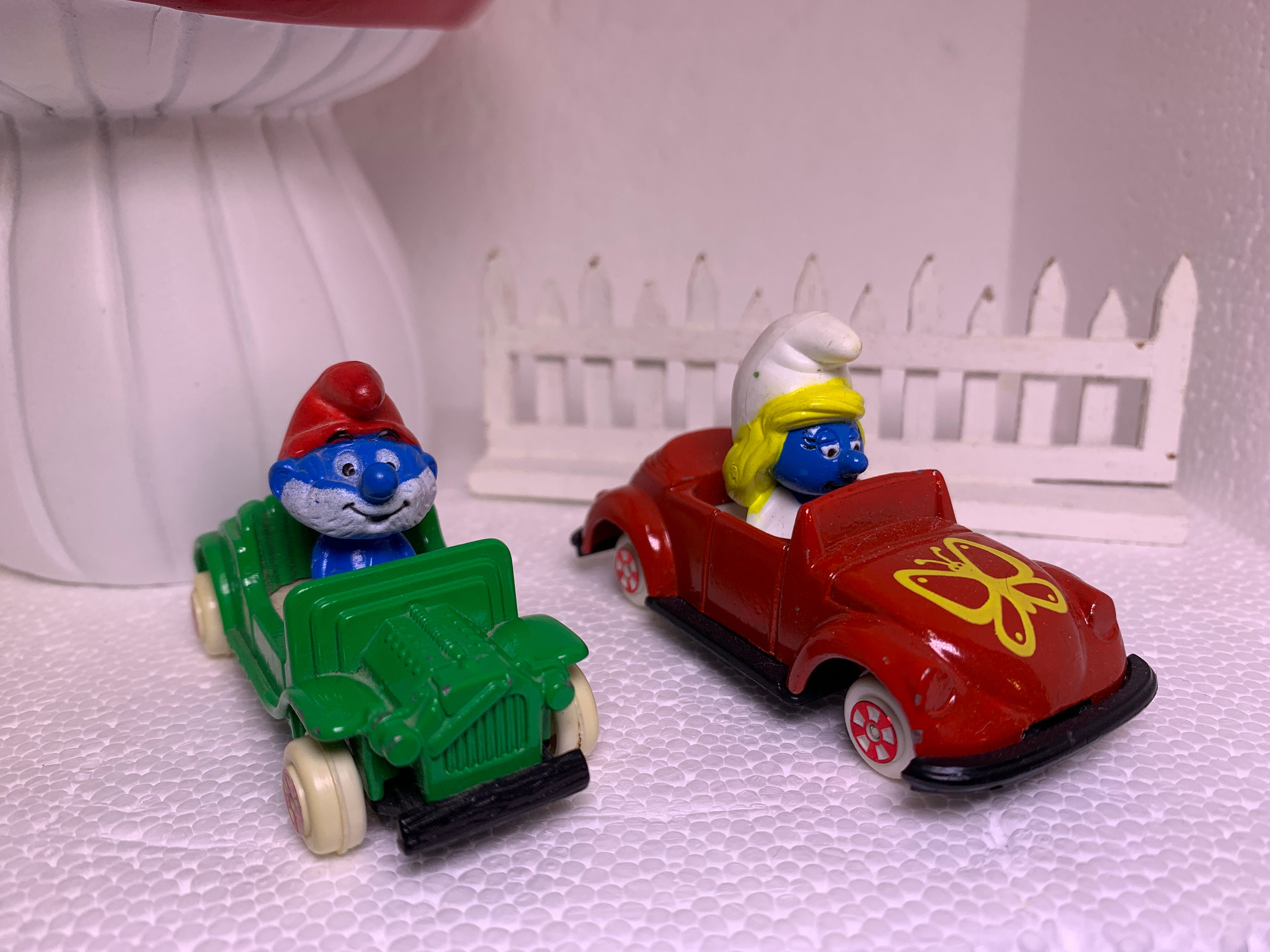 ERTL-0209 Set of 2 Vintage 1982 ERTL Smurf Car Figures the Smurfetta ...
