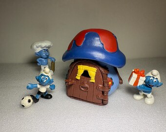 4.0013-18 Smurfs Village- Vintage 40013 Blue Mushroom Smurf Cottage Wt ...