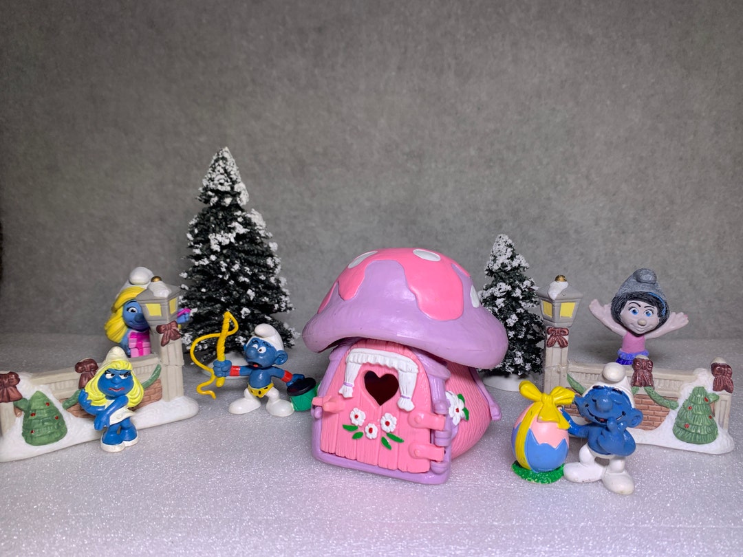 Smurfs Village Vintage 40014 Pink Mushroom Smurfette Cottage Peyo ...