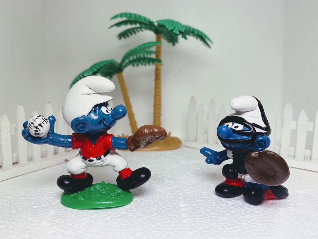 BASEBALL-0205 From the Sport Smurf Series Set of 2 Vintage Baseball ...