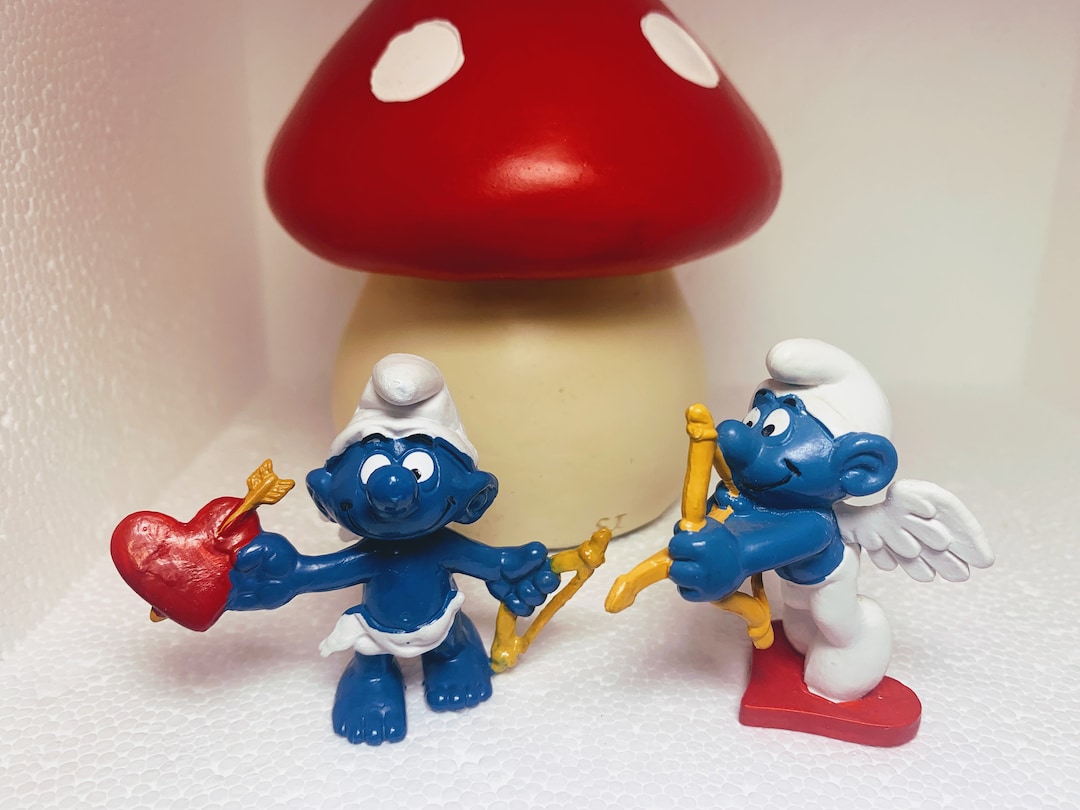 Love-0205_love Smurfs Collection Set of 2 Vintage Pre-owned Valentine ...