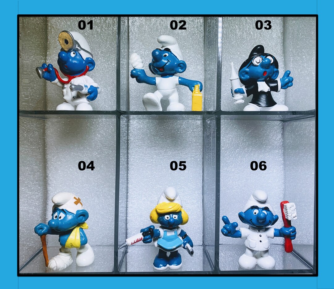 MED-0603 Smurfs Collection Nice Pre-owned Vintage Peyo Schleich Smurf ...